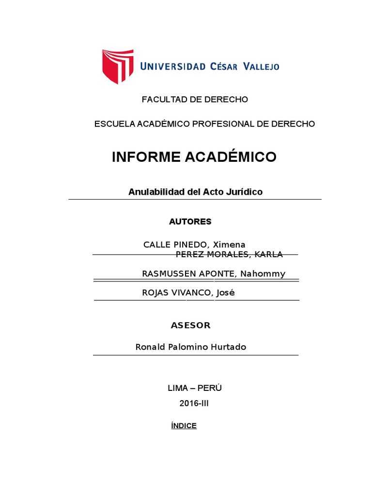 Anulabilidad del Acto Jurídico | PDF | Nulo (ley) | Intención (Derecho Penal)