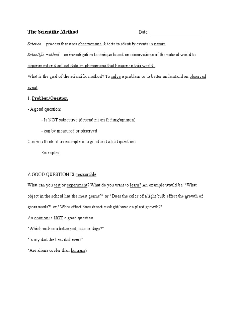 Scientific Method Guided Notes | PDF | Observation | Experiment