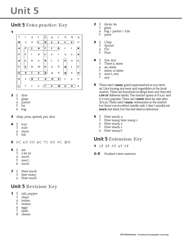 Unit 5: Extra Practice: Key | PDF