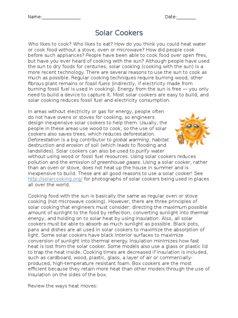 Why Solar Cooker Student Reading Preap | PDF | Electromagnetic ...