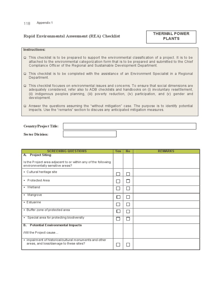 PowerPlant Rapid Assessment Checklist | PDF | Surface Runoff | Waste