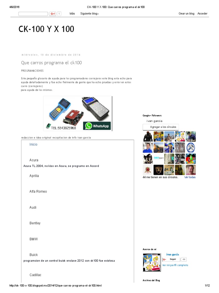 CK-100 Y X 100 - Que Carros Programa El Ck100 | PDF | Chevrolet ...