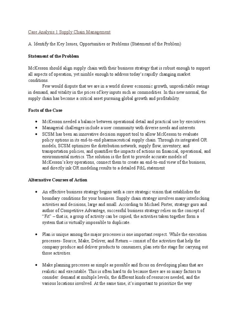 Case Analysis 1 Supply Chain Management | PDF | Strategic Management ...