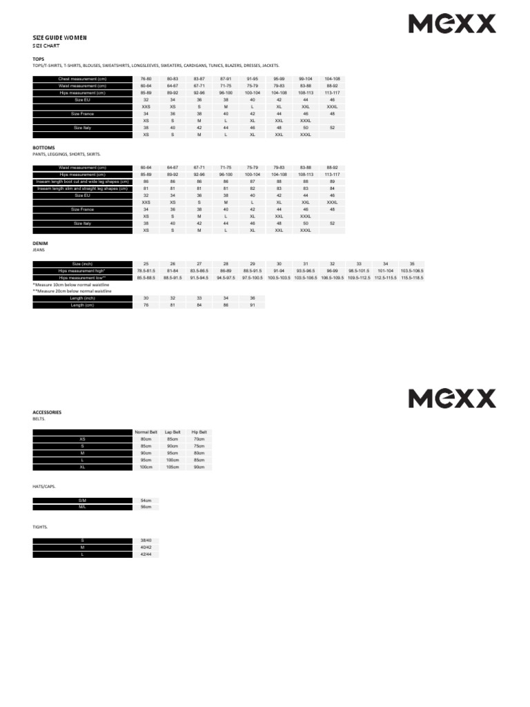 Women's Clothing Size Guide | PDF