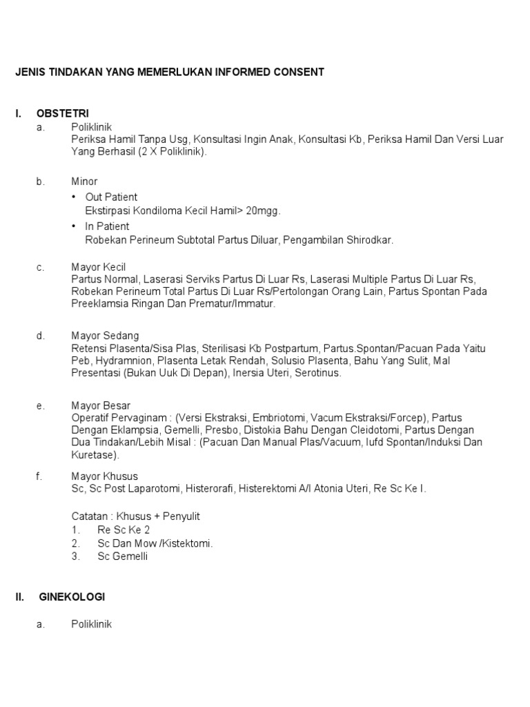 Tindakan Yang Perlu Informed Consent | PDF