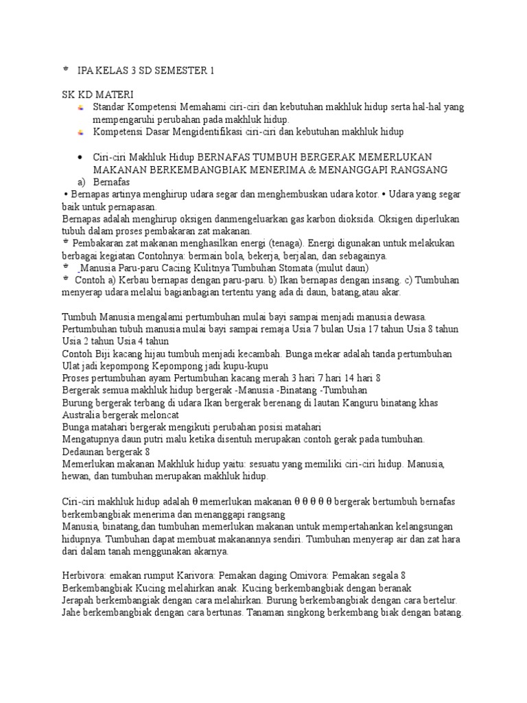 Ipa Kelas 3 SD Semester 1 | PDF