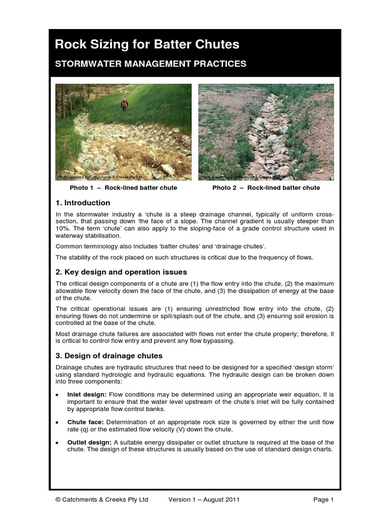 Rock Sizing For Batter Chutes | PDF | Erosion | Spillway