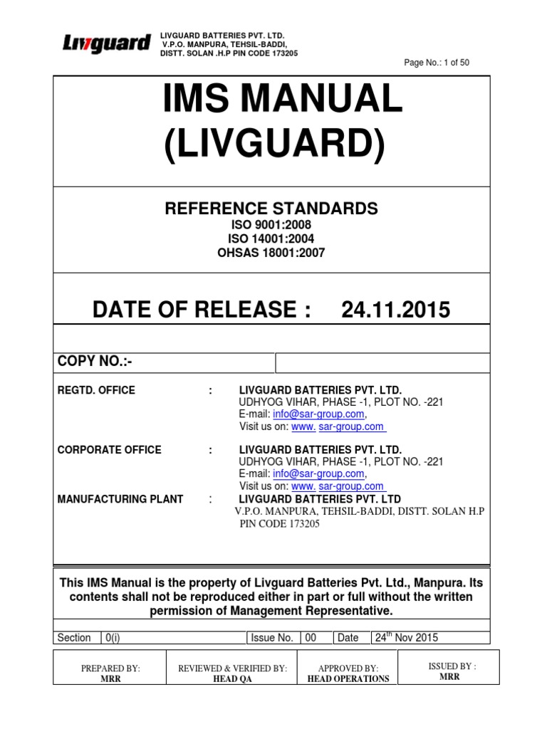 Ims Manual Livguard | PDF | Competence (Human Resources) | Employment