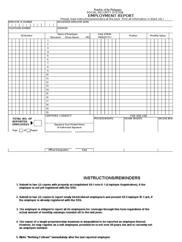 SSS R1A Form | PDF | Identity Document | Social Security (United States)