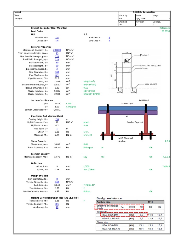 Pipe Bracket Design | PDF