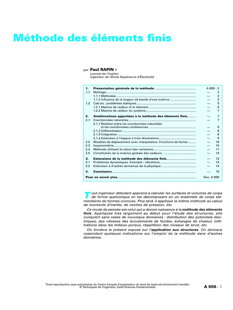 Méthode Des Eléments Finis PDF | PDF | Méthode des éléments finis ...