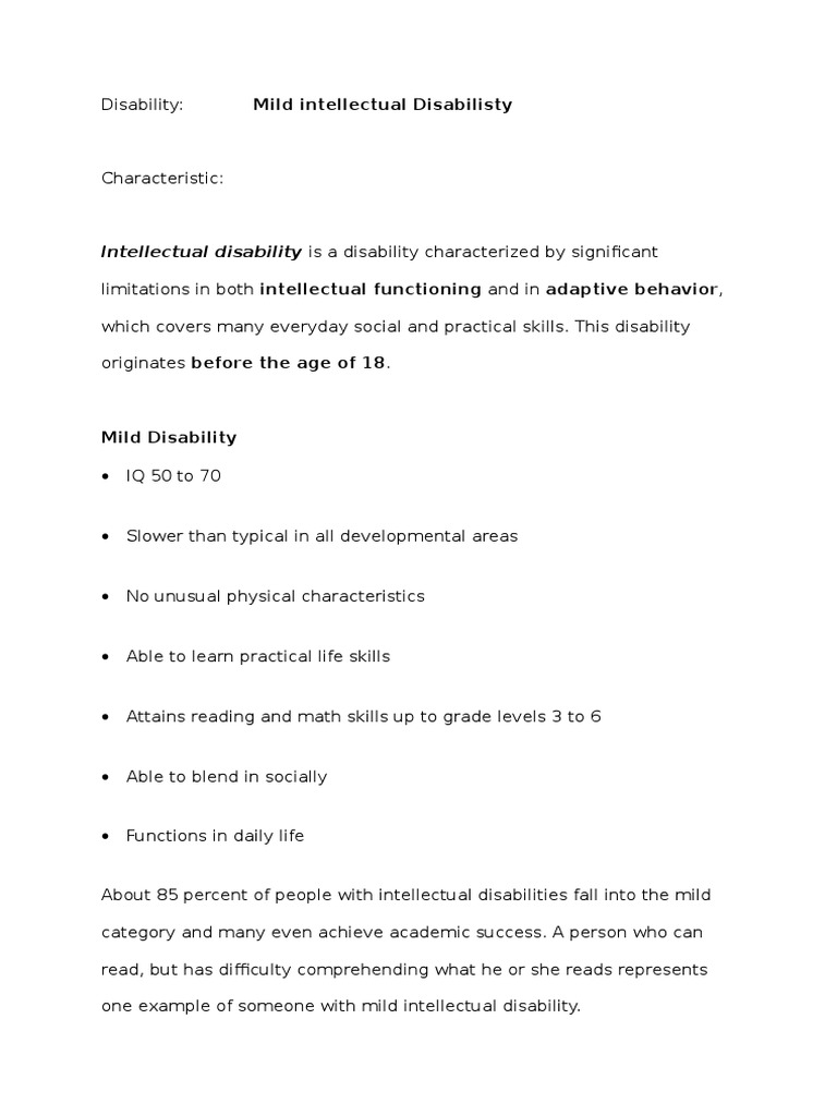 1 Mild Intellectual Disability | PDF | Intellectual Disability ...