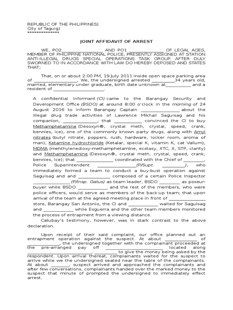 Affidavit of Arrest Draft | PDF | Police | Violence