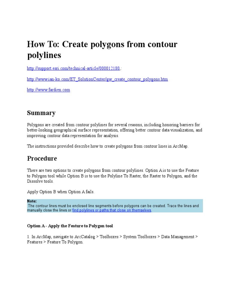 Create Polygons From Contour Polylines | PDF | Arc Gis | Computer Data