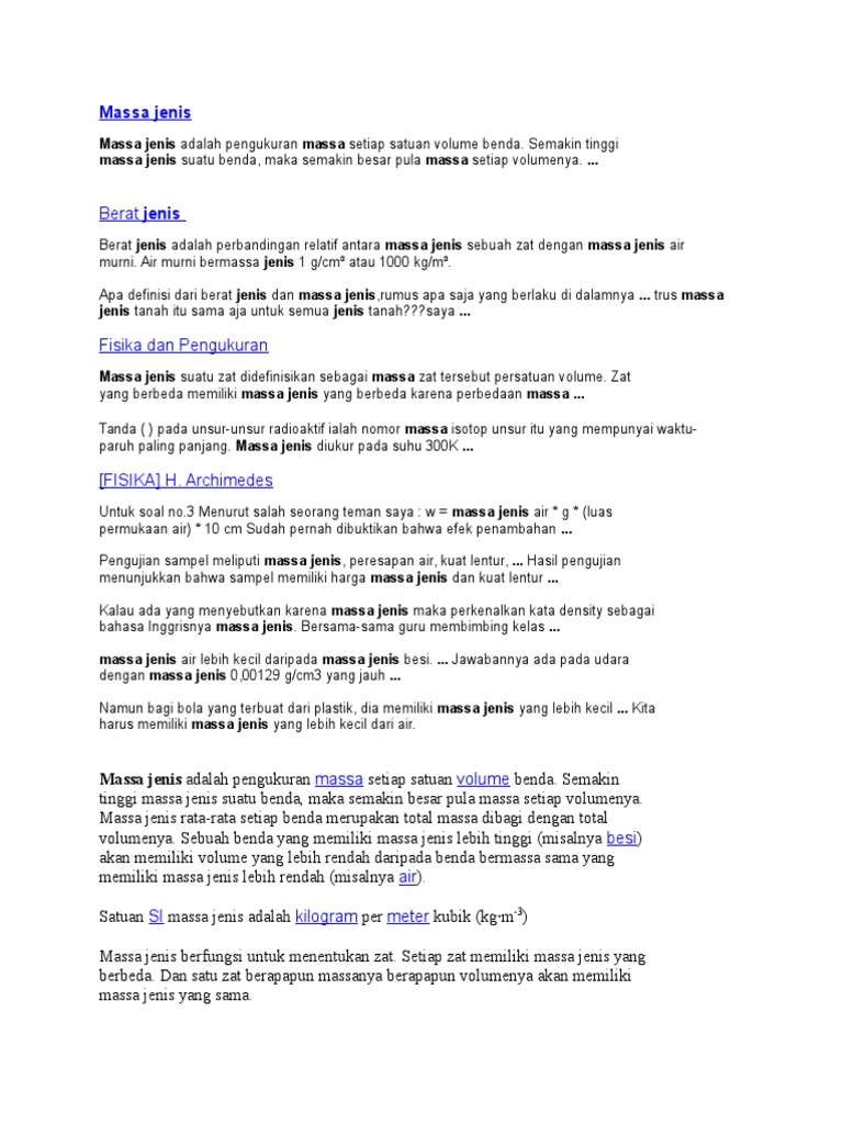 Massa Jenis Vs Berat Jenis 01 | PDF