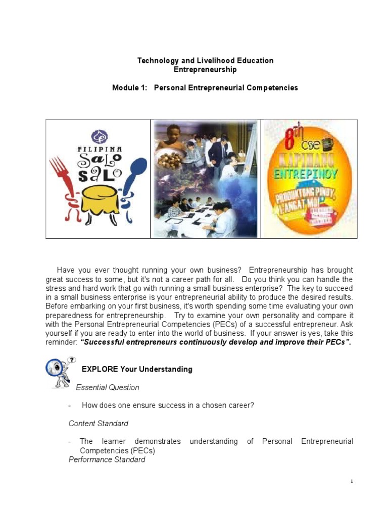 C Pecs Module 1 | PDF | Entrepreneurship | Competence (Human Resources)