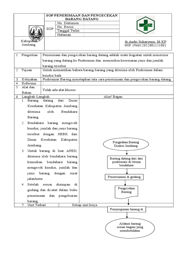 SOP Penerimaan & Pengecekan Barang Datang | PDF | Kesehatan Holistik