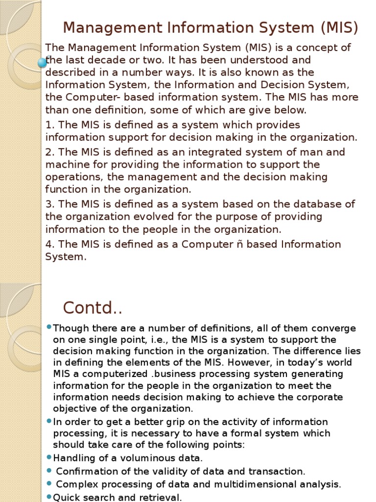 Management Information System (MIS) | PDF | Decision Support System ...