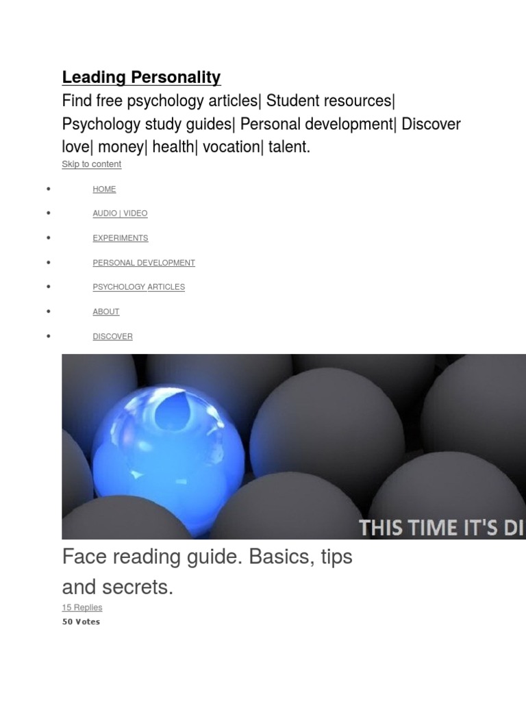 Face Reading Techniques | PDF | Face | Eyebrow