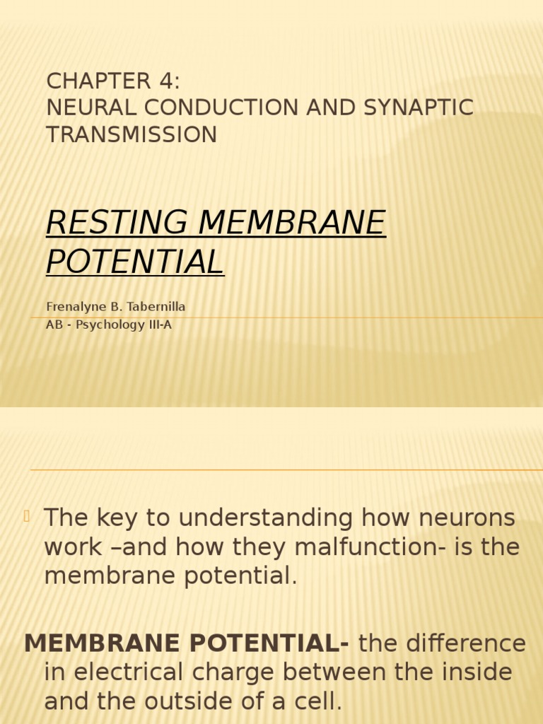 Ionic Basis of Resting Membrane Potential | PDF | Membrane Potential ...