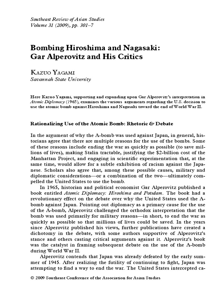 Atomic Diplomacy Hiroshima Si Nagasaki | PDF | Atomic Bombings Of Hiroshima And Nagasaki ...