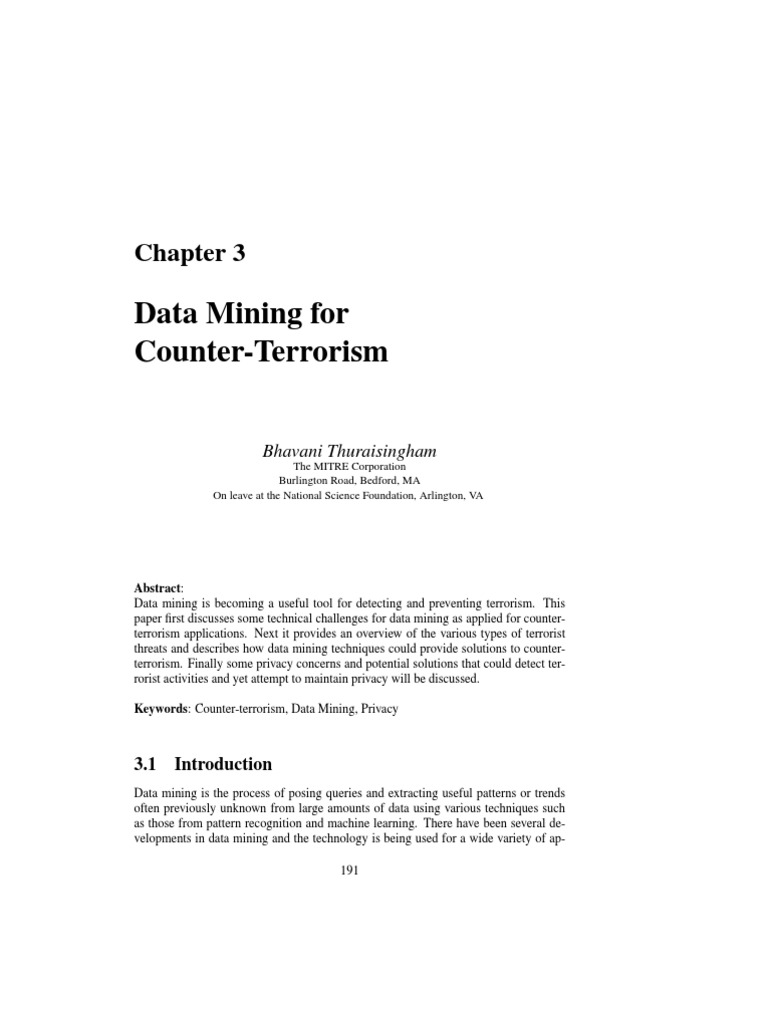 Data Mining For Counter-Terrorism | PDF