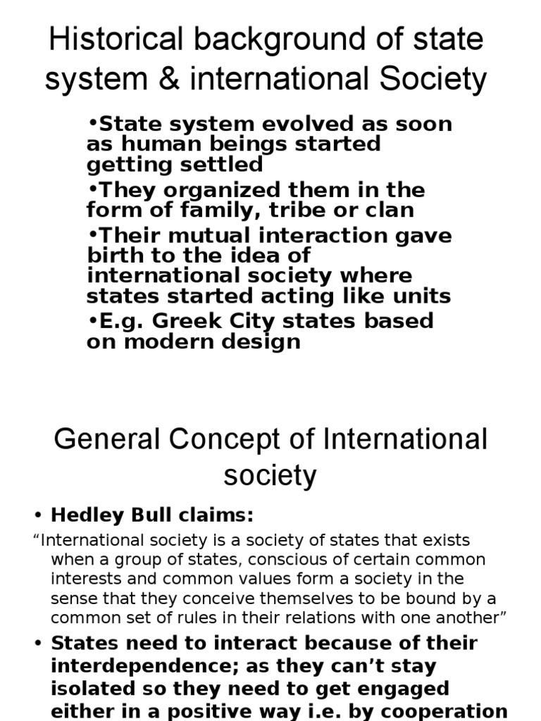 Historical Background of State System & International Society & General ...