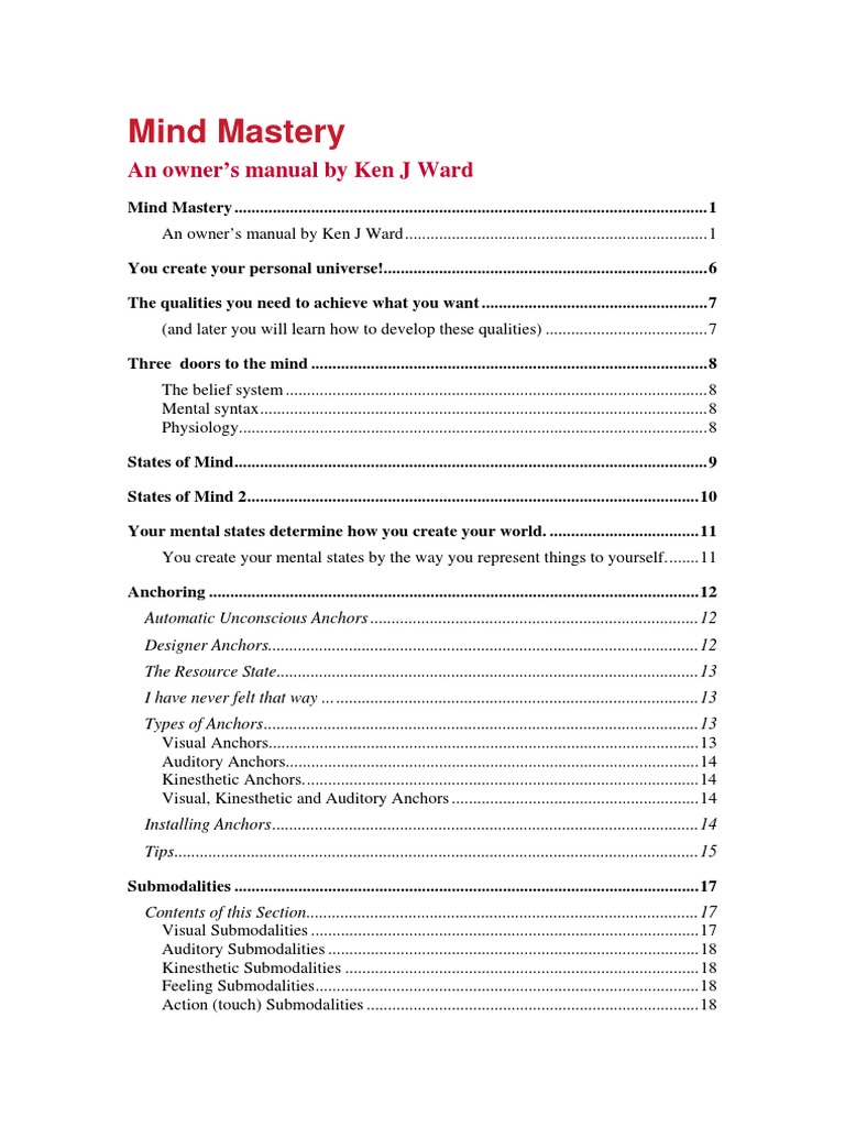Mind Mastery PDF | Download Free PDF | Mind | Feeling