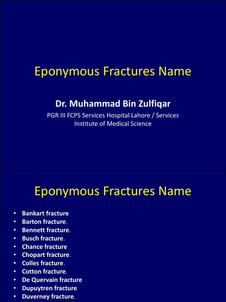 Eponymous Fractures Name | PDF | Knee | Ankle