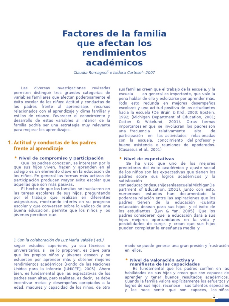 Factores de La Familia Que Afectan Los Rendimient | PDF | Aprendizaje ...