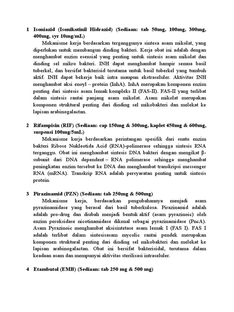 Mekanisme Kerja Obat TB | PDF