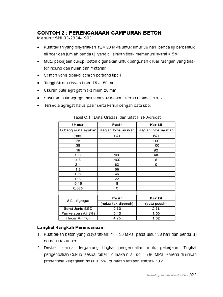 TBK Beton - Contoh 2 | PDF | Teknologi & Rekayasa | Metode & Bahan Ajar
