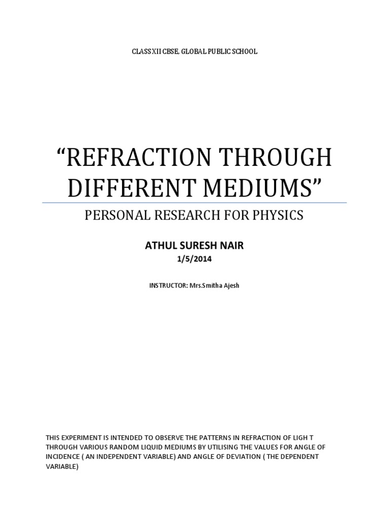 Refraction Through Different Mediums | PDF | Prism | Refraction