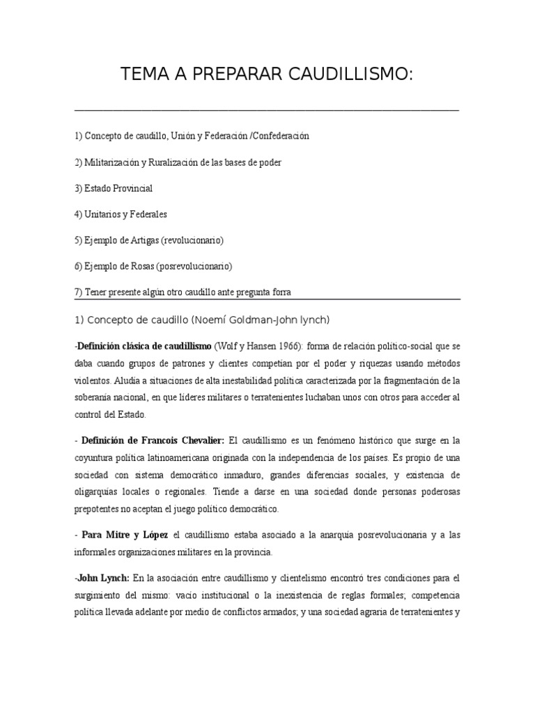 Caudillismo Resumen | PDF | Argentina | Política (general)