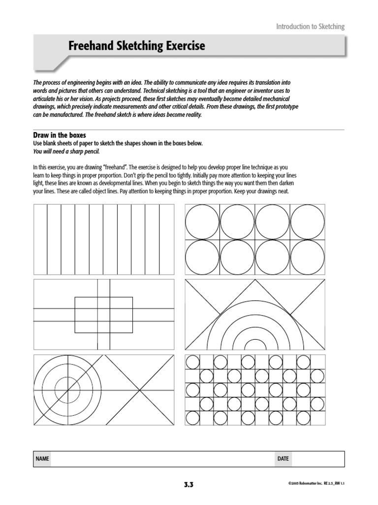Freehand Sketching Exercise | PDF | Home & Garden | Art