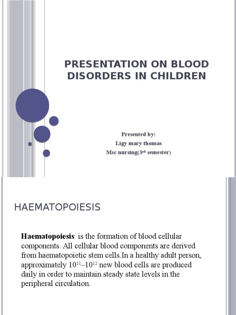Presentation On Blood Disorders | PDF | Haemophilia | Anemia