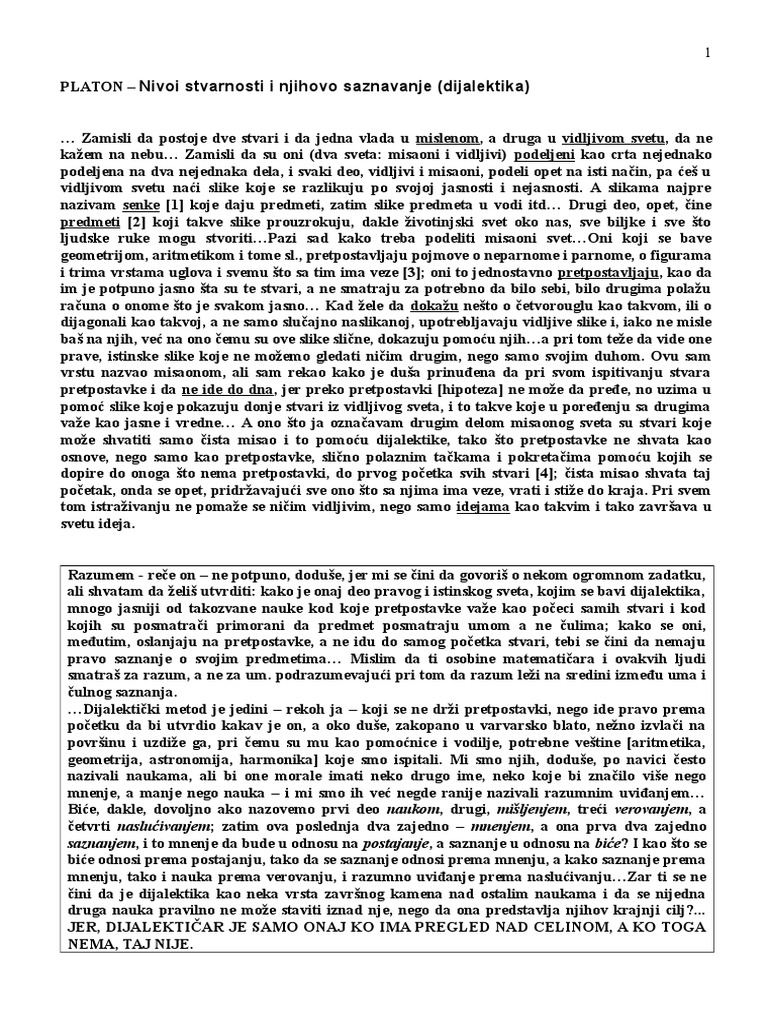Citati Platon - Ideja I Dijalektika | PDF