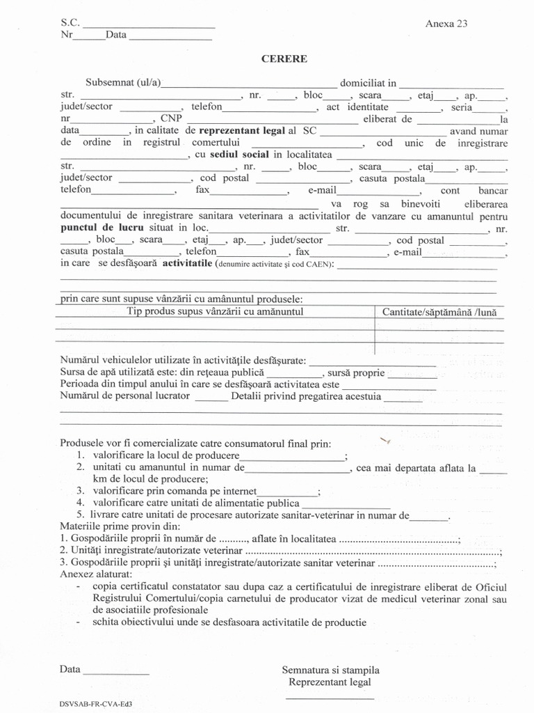 Cerere DSV Bucuresti | PDF