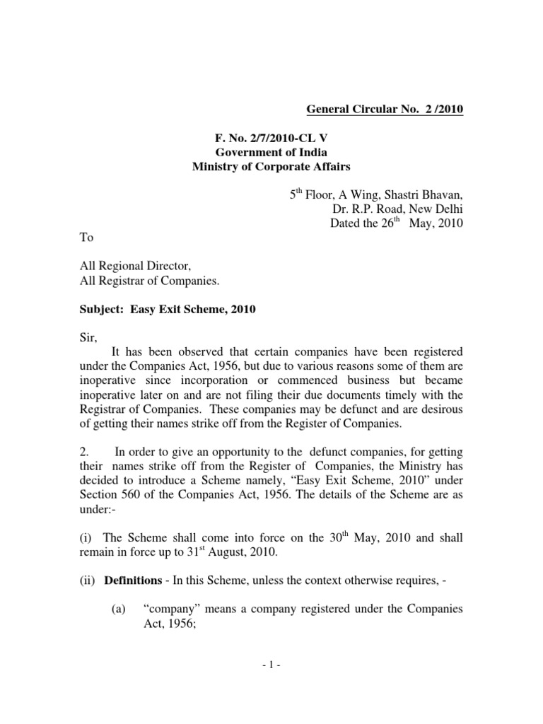 Exit Scheme For Companies | PDF | Notary Public | Government Information
