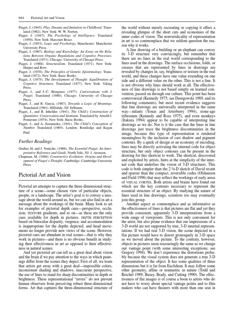 Pictorial Art and Vision: Further Readings | PDF | Stereoscopy ...
