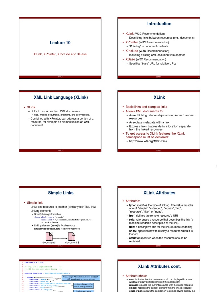 Lecture 10 Xlink Xpointer And Xbase Pdf Xml World Wide Web