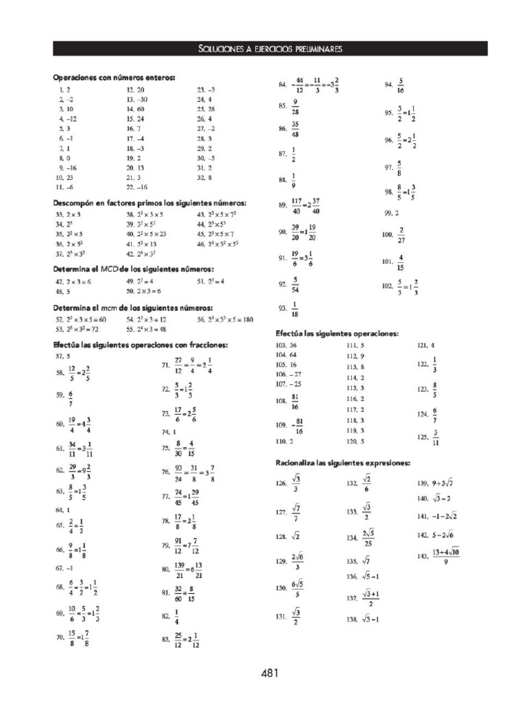 Respuestas Ejercicios Precalculo | PDF