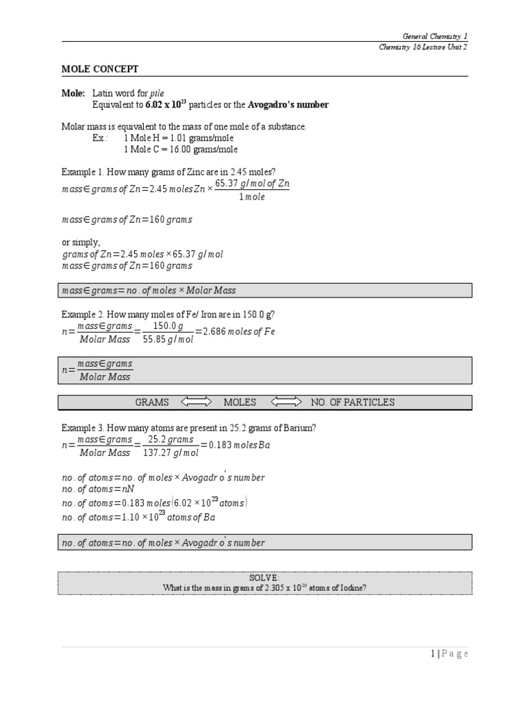 Chem 16 (Unit 2 Lecture) | PDF | Mole (Unit) | Gases