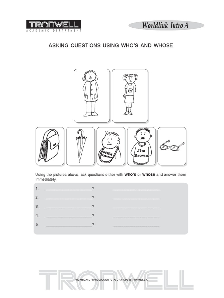 Worldlink Intro A: Asking Questions Using Who'S and Whose | PDF