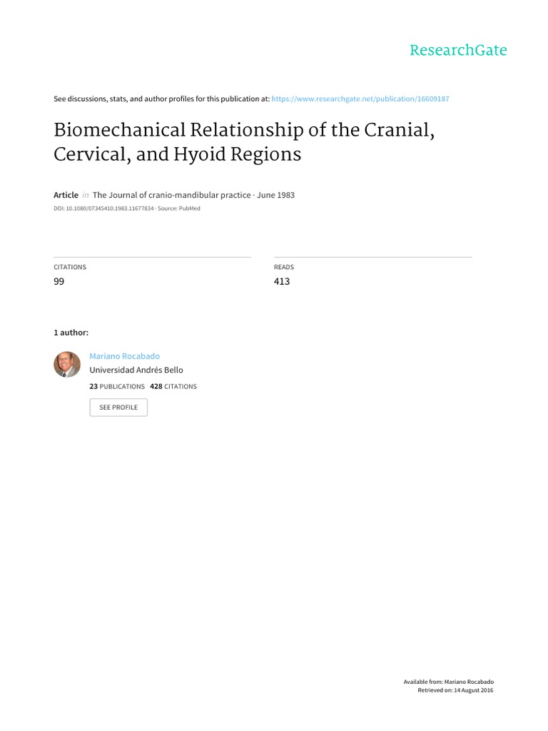 Biomechanical Relationship of The Cranial, Cervical, and Hyoid Regions ...