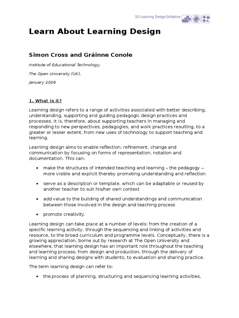 Learn About Learning Design v7 | PDF | Instructional Design | Design