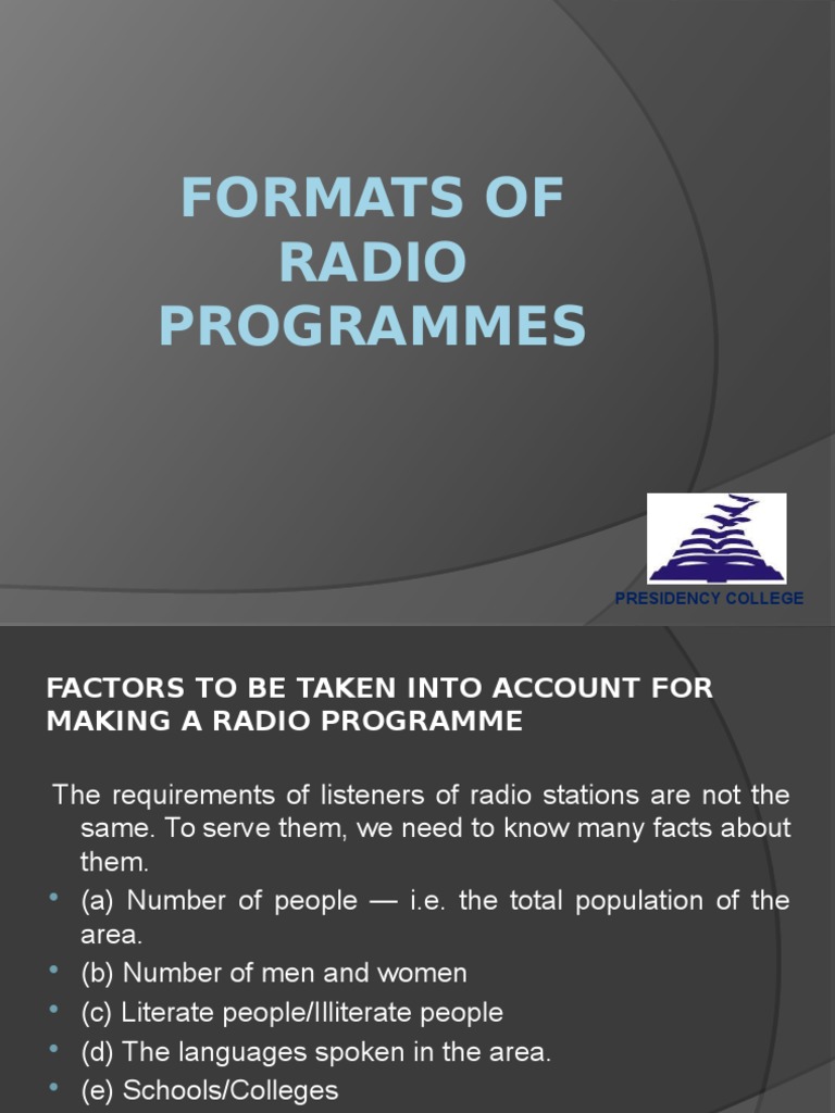 Types of Radio Program Formats | PDF | Talk Radio | News