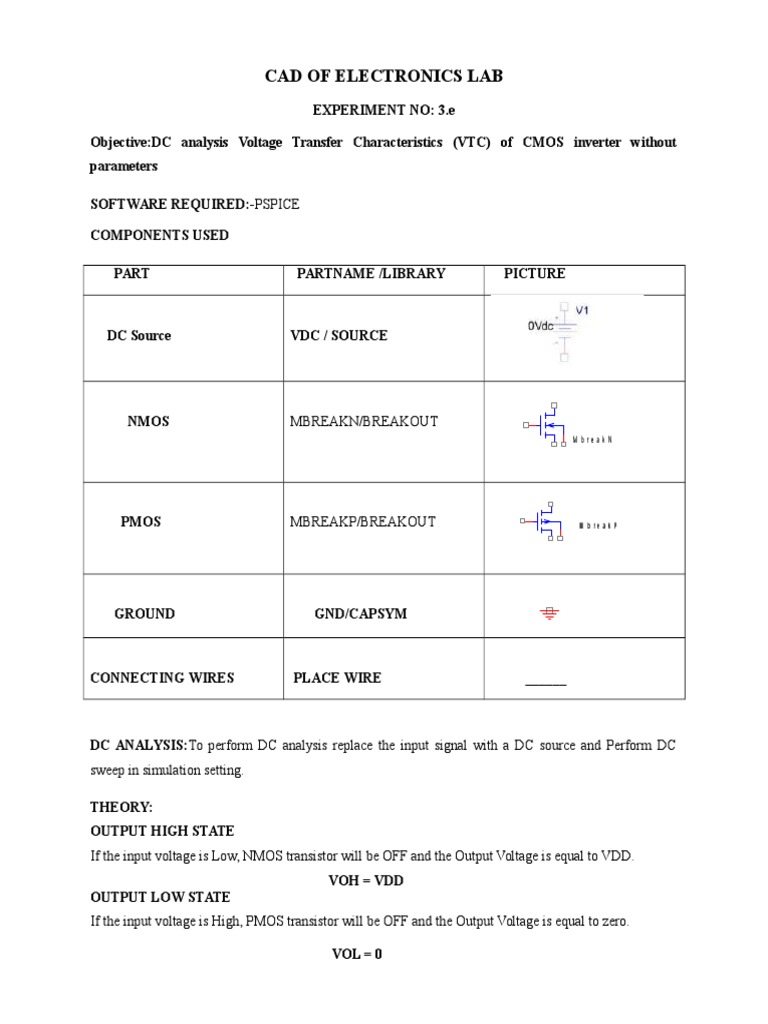 Cad of Electronics Lab: Mbreakn | PDF | Mosfet | Cmos
