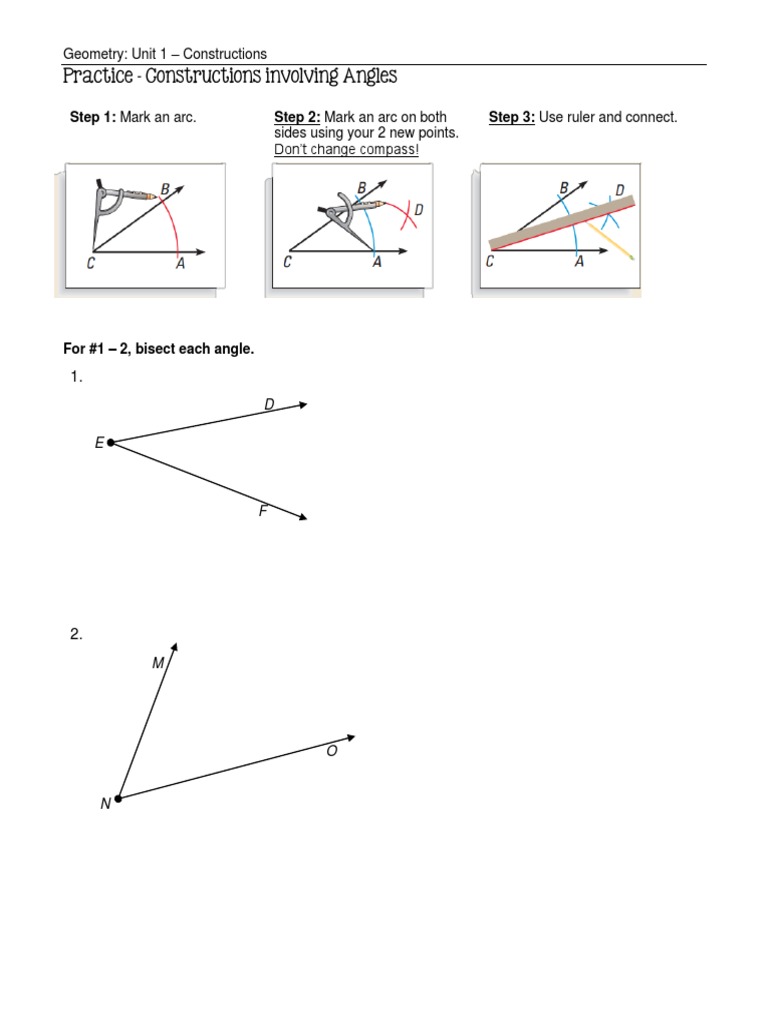 Angle Constructions and Bisectors Guide | PDF | Euclidean Geometry ...