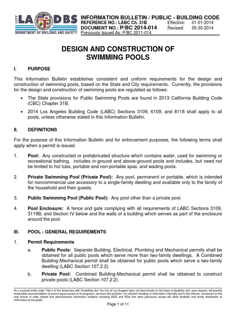 Design and Construction of Swimming Pools Ib P Bc2014 014 | PDF ...